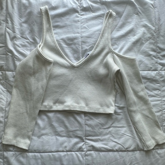 Zara | Tops | Zara Open Shoulder Mid Sleeve Ribbed Top | Poshmark